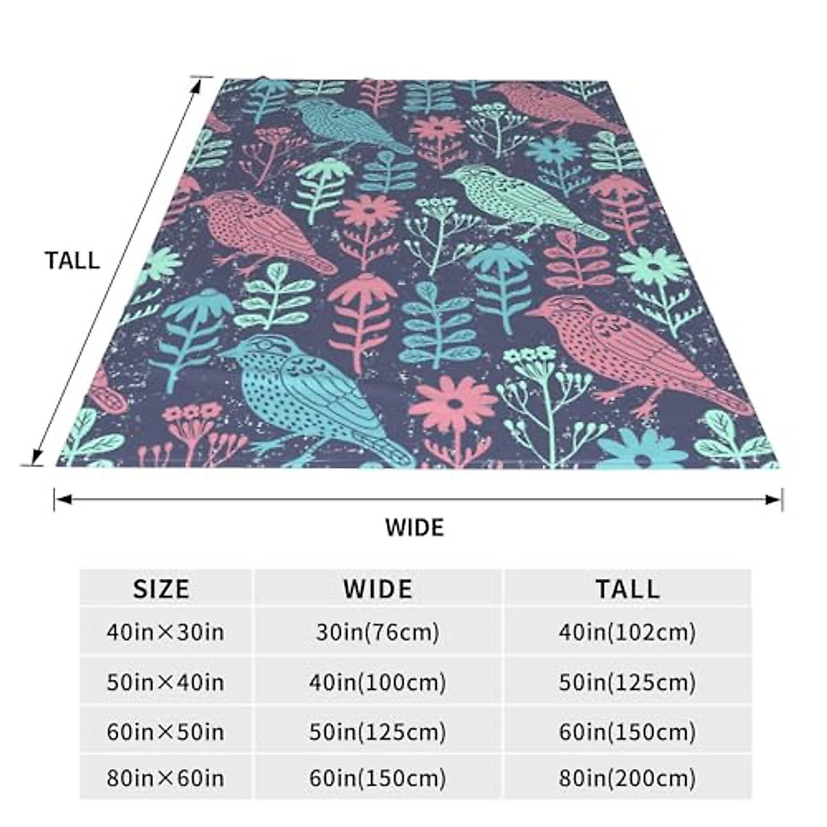 Bird-Blanket Super Soft Throw Blanket for Couch Bed Sofa Cozy Flannel Fuzzy Blanket Plush Throw Blankets for Women Men Gifts Travel Blanket for All Seasons, 50"x40"