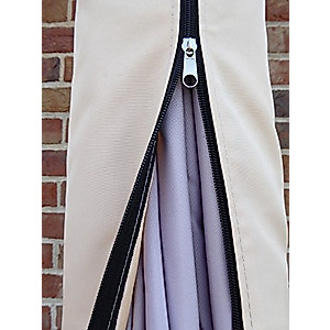 UK-Gardens Waterproof Umbrella Cover and Rotary Washing Line Cover for 3 Meter or 2.7 Meter Parasols - Water Proof Garden Furniture Cover (Beige)