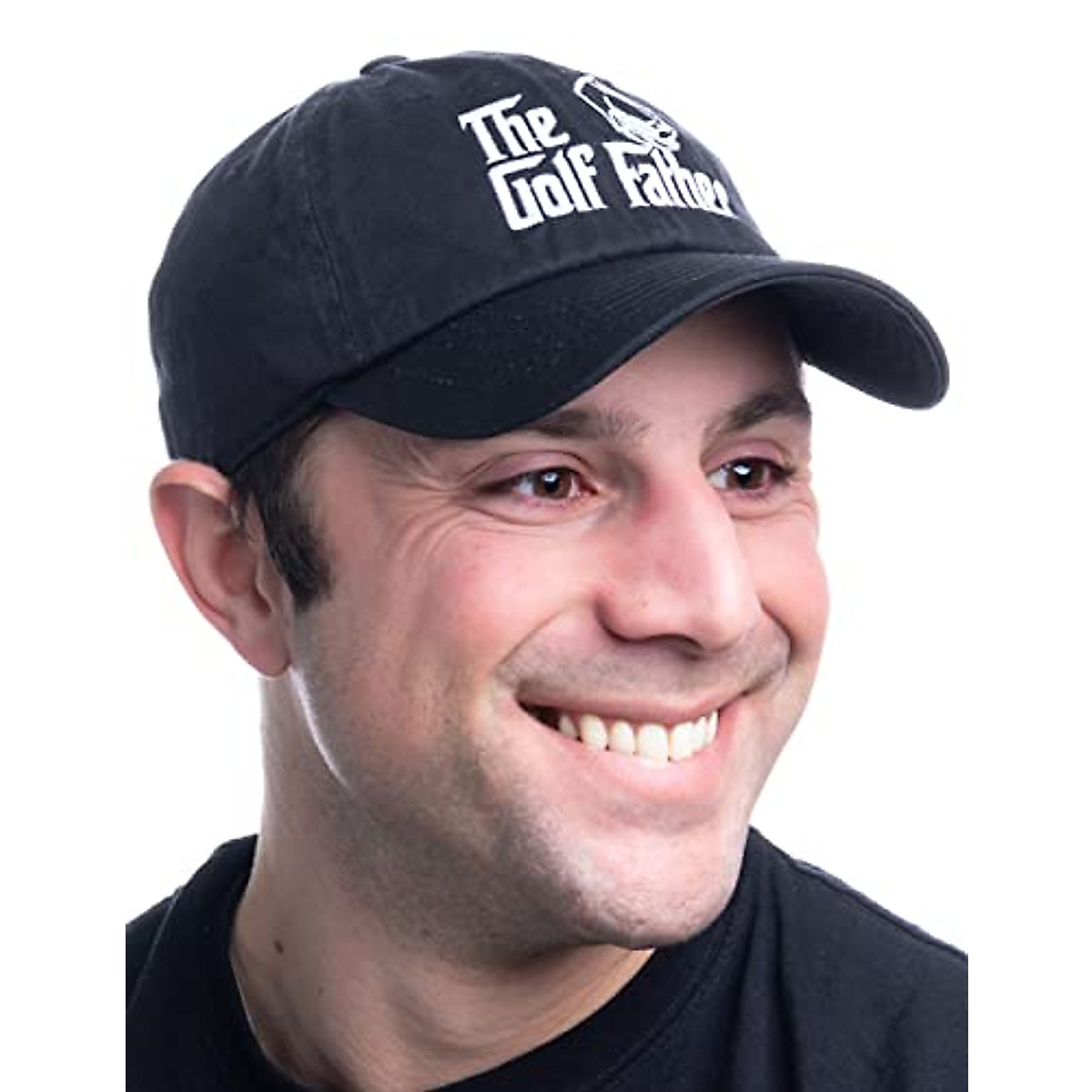 Ann Arbor T-shirt Co. The Golf Father | Funny Saying Golfing Cap, Golfer Low Profile Dad Baseball Hat Black