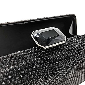Elegant Women Box Clutch Crystal Evening Bags Wedding Handbags Bridal Purse (Black) Small