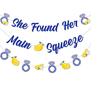 Lemon and Blue Bridal Shower Decorations She Found Her Main Squeeze Banner Lemon and Diamond Ring Garland for Lemonade Bridal Shower Bachelorette Wedding Engagement Party Supplies