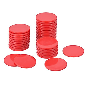 MECCANIXITY Small Plastic Learning Counters Disks Chip Bingo Chip Counting Discs Markers 24mm/0.94 Inch for Math Practice Red, Pack of 50