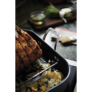 Calphalon 1948255 Signature Hard Anodized Nonstick Roaster Pan with Rack, 16", Black