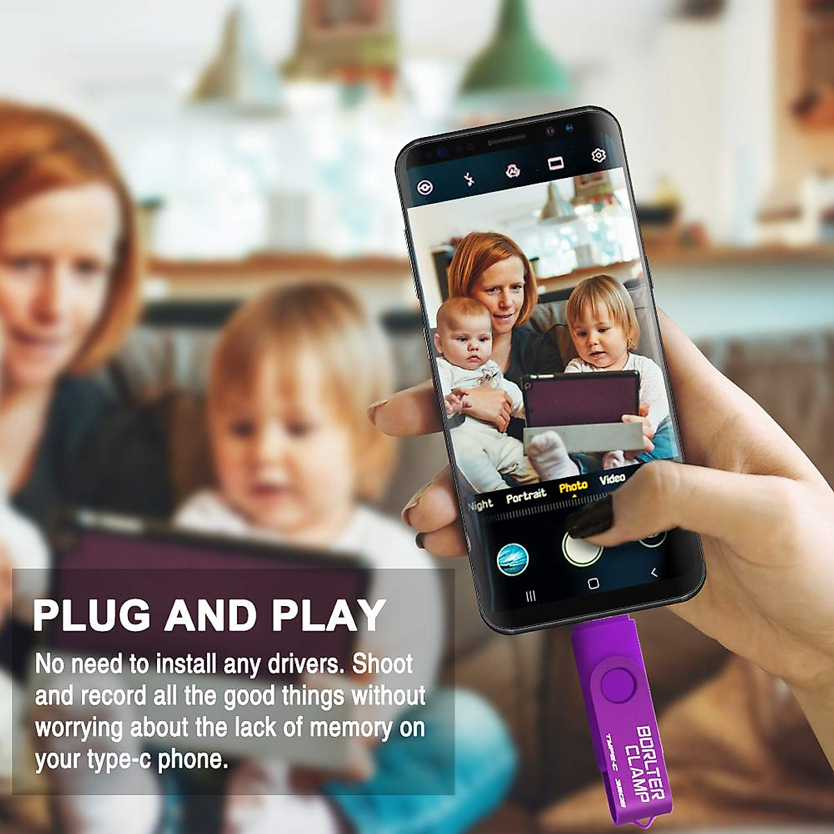 32GB USB Type-C Flash Drive, BorlterClamp USB C 3.0 Jump Drive Memory Stick Dual Port for Android Smartphones Samsung Galaxy S10/S9/S8/Note 9, LG, Huawei, Tablets & Computer (Purple)