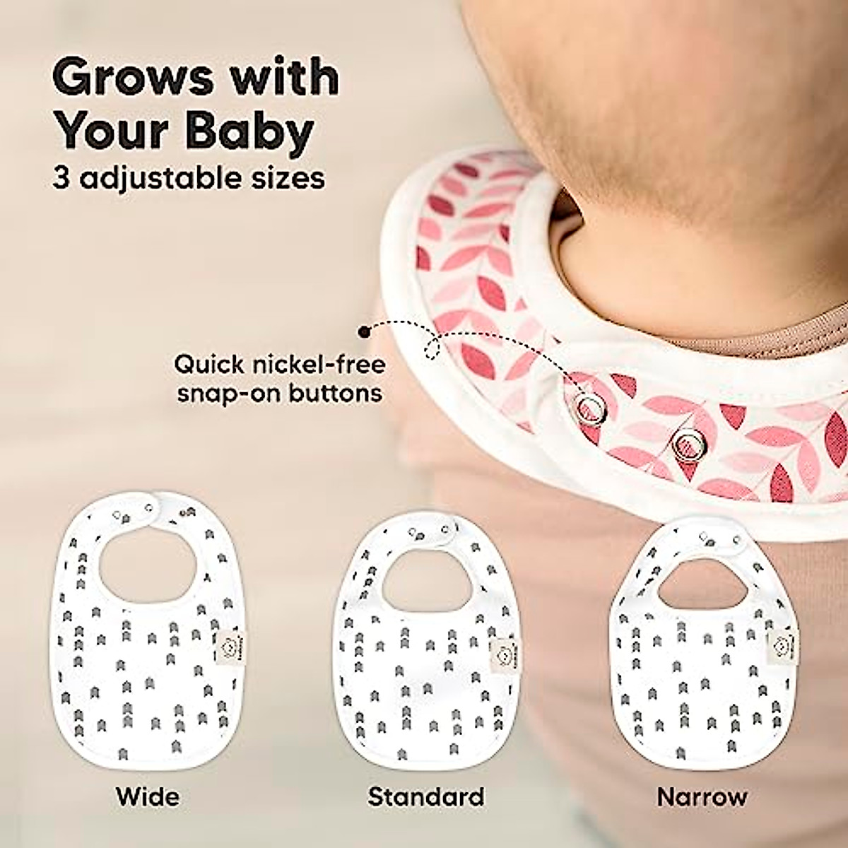 8-Pack Organic Baby Bibs for Girls & Boys - Teething Baby Bibs for Boy, Girl - Newborn Bibs for Baby Girl, Boy (Grayscale)