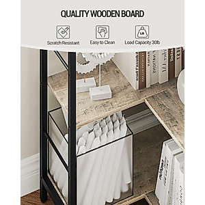 Hzuaneri Corner Bookshelf Bookcase, L-Shaped Industrial Bookshelves, Modern Tall Bookcases, Freestanding Display Shelf Storage Rack for Bedroom, Living Room, Home Office, 6-Tier Greige BC29605B