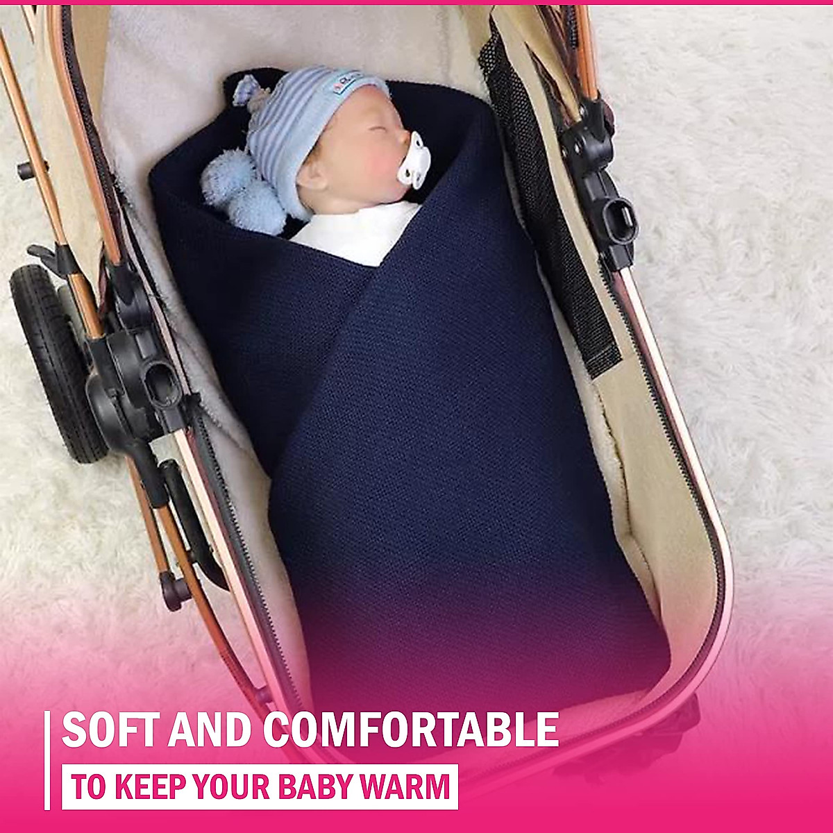 Personalized Knit Blanket Boys and Girls Embroidered Baby's with Our Luxuriously Soft and Warm Throw Super Soft Comfort and Breathable Knit Baby Blanket for Crib, Stroller, Car - 32 X 42 Inch – Grey