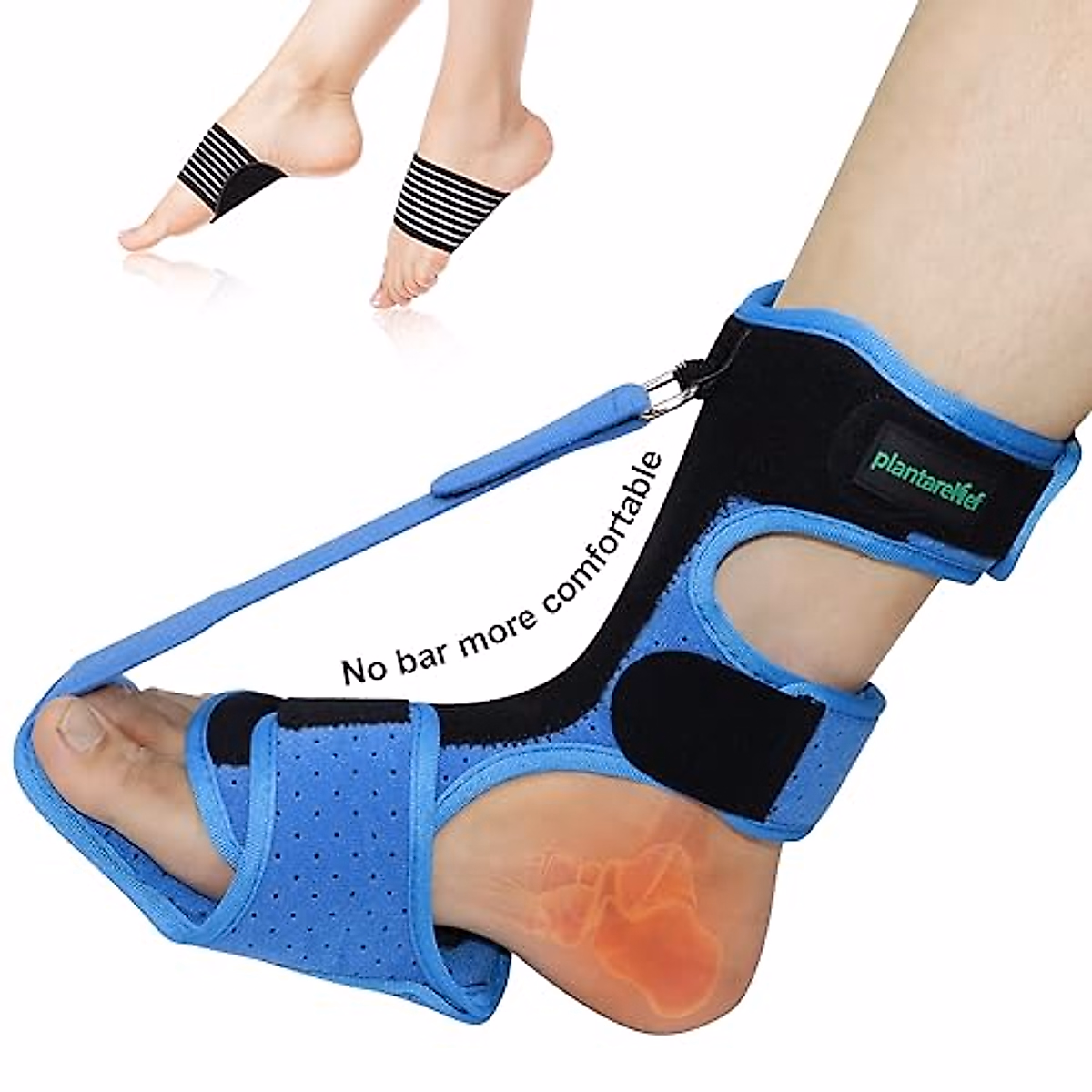 Plantarelief Plantar Fasciitis Night Splint: Upgraded Plantar Fasciitis Relief Brace with Arch Support Women Men - Treatment for Plantar Fasciitis, Achilles Tendonitis, Foot Drop and Heel Pain - Blue