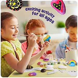Kids Rock Painting Kit - Glow in The Dark - Arts & Crafts Easter Gifts for Boys and Girls Ages 6-12 - Craft Activities Kits - Creative Art Toys for 6, 7, 8, 9, 10, 11 & 12 Year Old Kids