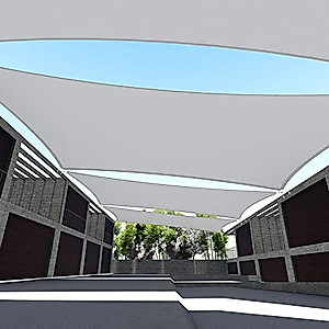 TANG Sun Shades Depot 10' x 10' Square Waterproof Knitted Shade Sail Curved Edge Light Gray/Light Grey 260 GSM U*V Block Shade Fabric Pergola Carport Canopy Replacement Awning Customize Available