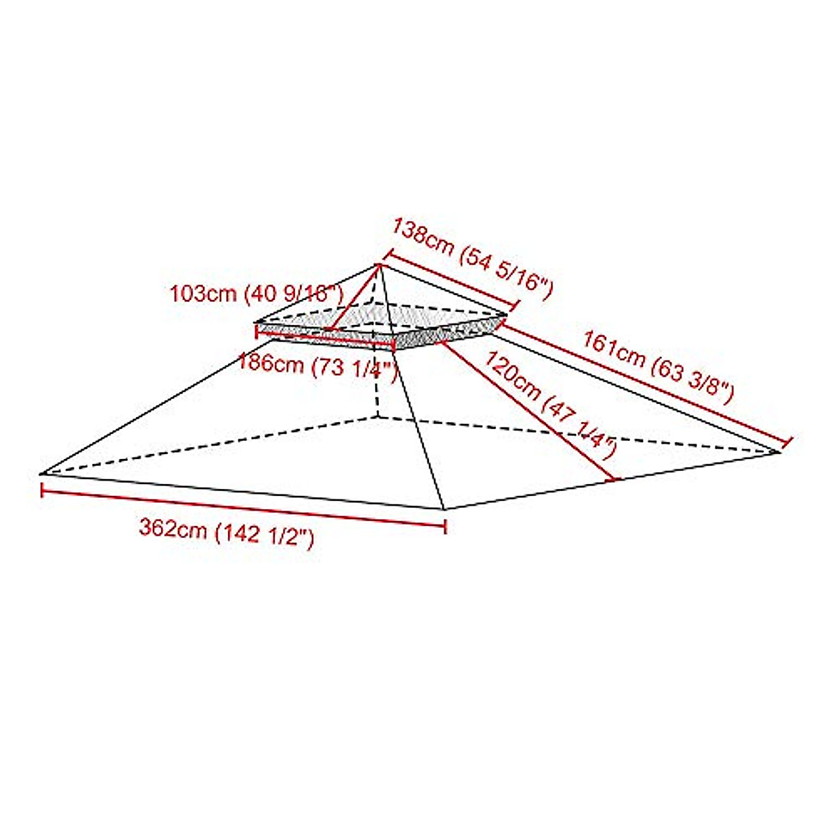 Yescom 12'x12' Canopy Top Replacement Beige for 2-Tier Harbor Gazebo GFS01250A Patio Cover Y01212T01