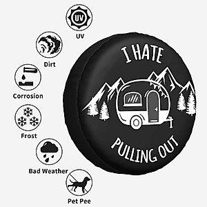 cozipink I Hate Out Camper Spare Tire Cover Spare Tire Cover Wheel Protectors Universal for Trailer Tires Camping Weatherproof Universal for Rv Travel Trailers Accessories 14" 15" 16" 17"