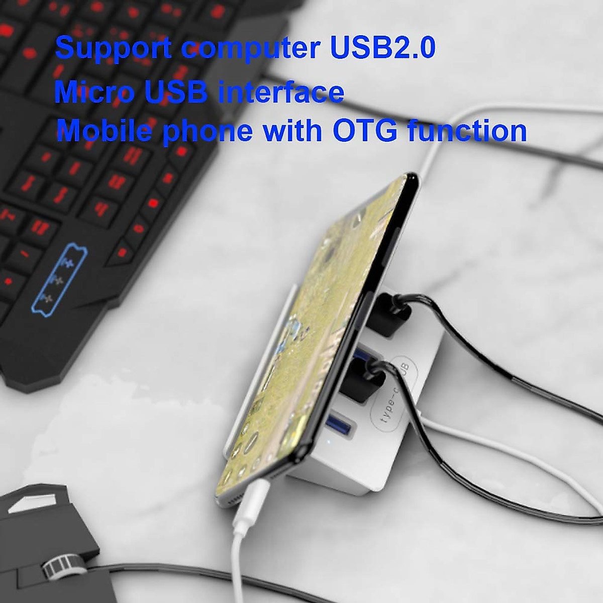 USB Splitter, Docking Station, Stable 480Mbps Practical 4-in-1 Plug and Play for Computer Desktop