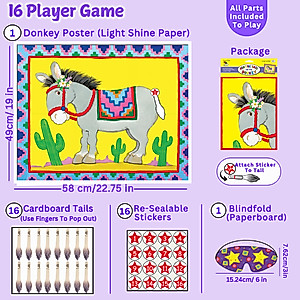Pin The Tail On The Donkey Game For Kids - Super Cute & Fun Design! Makers Since 1965. Reusable Stickers, Poster & Blindfold. Add To Your Birthday Party Decorations, Party Supplies Or Carnival Games.