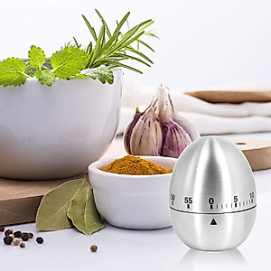 Egg Kitchen Timer Stainless Steel Metal Mechanical Cooking Timer 60 Minute Silver for Kids Cooking Tools