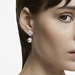 Swarovski Latisha Earring Jackets, Flower, White, Rose-gold tone Finish