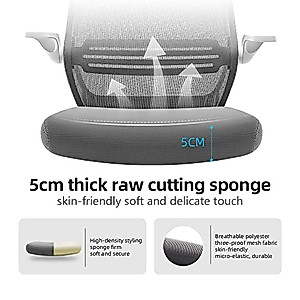 SIHOO Ergonomic Office Chair, Swivel Desk Chair Height Adjustable Mesh Back Computer Chair with Lumbar Support, 90° Flip-up Armrest (Grey)