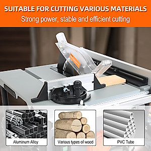 Prostormer Table Saw, 8inch 11Amp, Cutting Speed up to 4500RPM, Portable Compact Tablesaw with Sliding Miter Gauge, Benchtop Saw for DIY Woodworking and Furniture Making