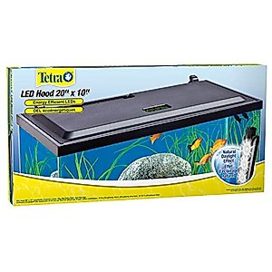 Tetra LED Hood 19.3125 Inches By 9.375 Inches By 2.5 Inches, Low-Profile aquarium Hood With Hidden Lightin, Plastic