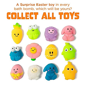 Easter Bath Bombs for Kids with Surprise Toys Inside (6 Pack) - Perfect Basket Stuffers - USA Made, Won't Stain Tub, Incredible Fragrances - Large Bubble Bomb for Girls & Boys by Two Sisters