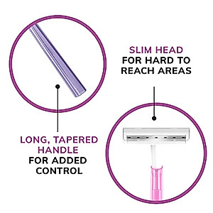 BIC Silky Touch Women's Disposable Razors, With 2 Blades, Pretty Pastel Razor Handles, 10 Count (Pack of 1)