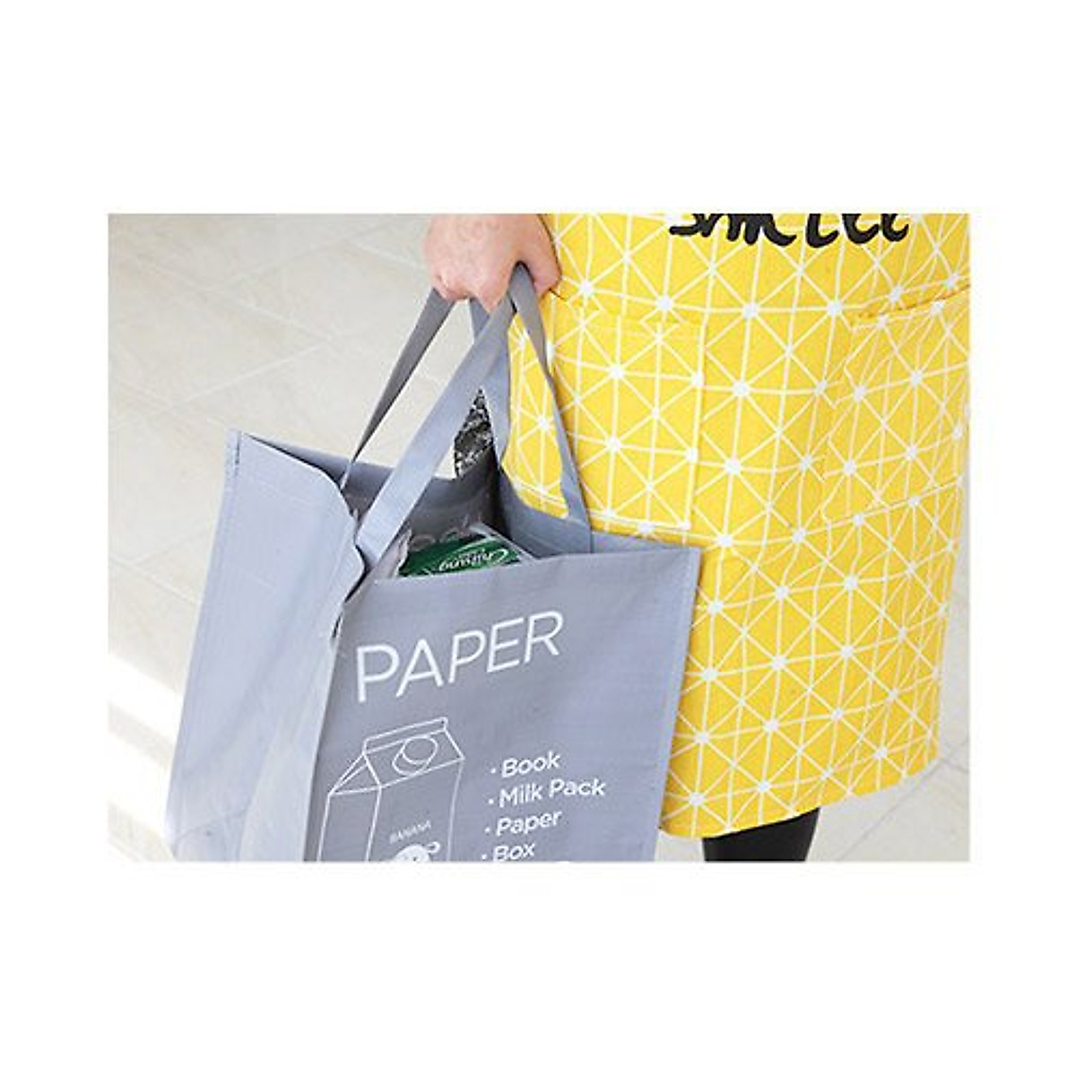 Ribens Recycle Bag Separate Recycle Bin Waterproof Waste Baskets Compartment Container Separate Recycling Bins Multipurpose Separator Box Set Front Recycle Separate Back Laundry Separate