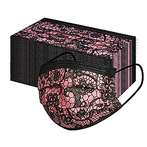 Lace Disposable Face_Mask,Cloth Covering,No Washable, Lightweight Breathable and Anti-Haze Dust Mouth Guards Balaclava for Kids/Adults