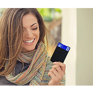 Modern Carry Elastic Minimal Card Holder, Minimalist Wallet for Men & Women, Credit Card & Business Card Holder, Slim Credit Card Wallet - Ultra Thin w/ 2 Card Slots (Black)