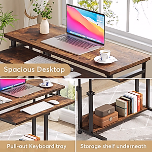 LITTLE TREE Small Portable Computer Desk Mobile Standing Table, Brown