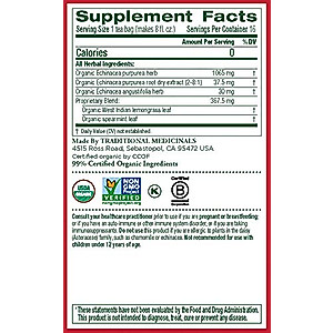 Traditional Medicinals Tea, Organic Echinacea Plus, Promotes Immune Function, w/ Spearmint, 96 Tea Bags (6 Pack)