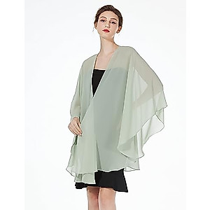 BEAUZSUZSANA Summer Shawls and Wraps for Women Evening Dresses Bridal Wedding Lightweight Party Travel Chiffon Scarf (Sage Green)