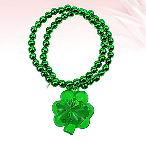 TENDYCOCO Green Beads Bracelet St Patricks Day Bracelet Jewelry Irish Party Accessories St. Patricks Day Party Supplies Four Leaf Bracelet Led Glowing Bracelet Four Leaf Crete