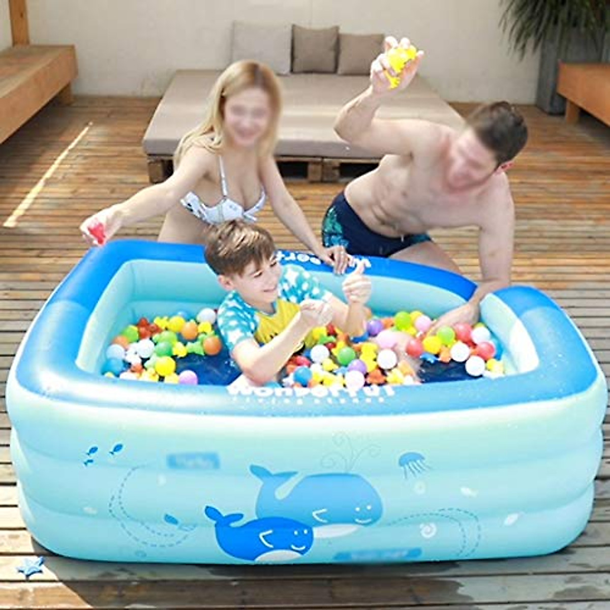 Priority Culture Inflatable Swimming Pool Family Lounge Pool,Creative Cartoon Children's Entertainment Paddling Pool, Garden Thickened Three-Layer Inflatable Swimming Pool, Summer Water Party