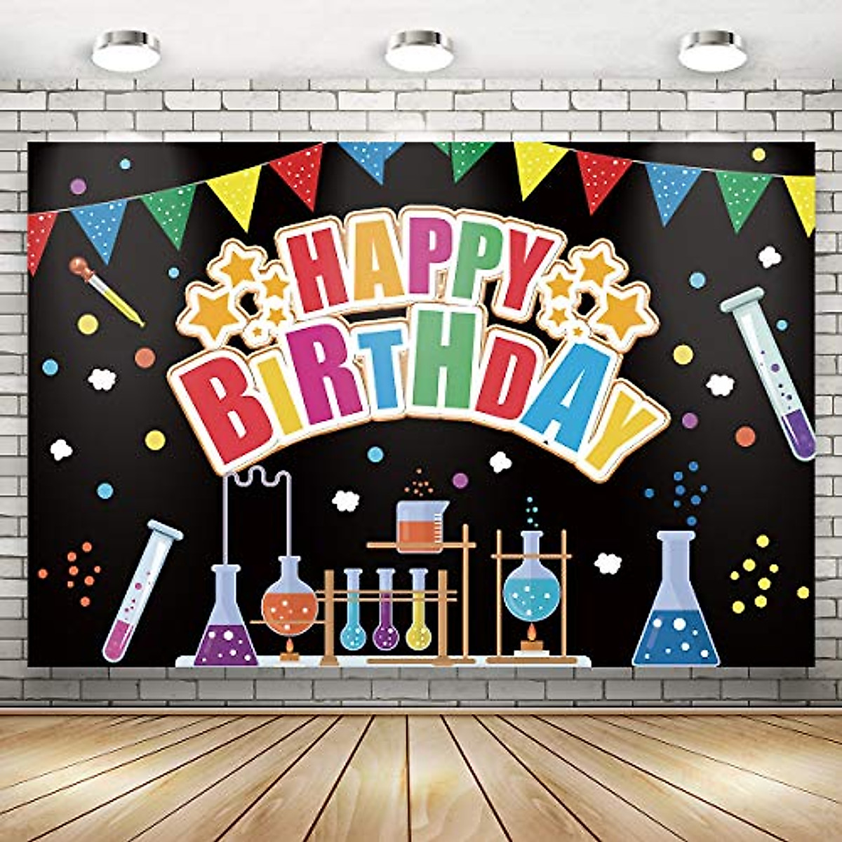 Science Party Backdrop Banner Decorations,Chemical Science Chemical Experiments Birthday Party Backdrop Background Banner Photo Booth Props Cake Table Decorations Supplies 71 x 49 inch