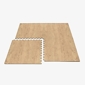 We Sell Mats Forest Floor Farmhouse Collection 3/8 Inch Thick Printed Wood Grain Mats, 24 in x 24 in, Buttered Walnut Light Brown