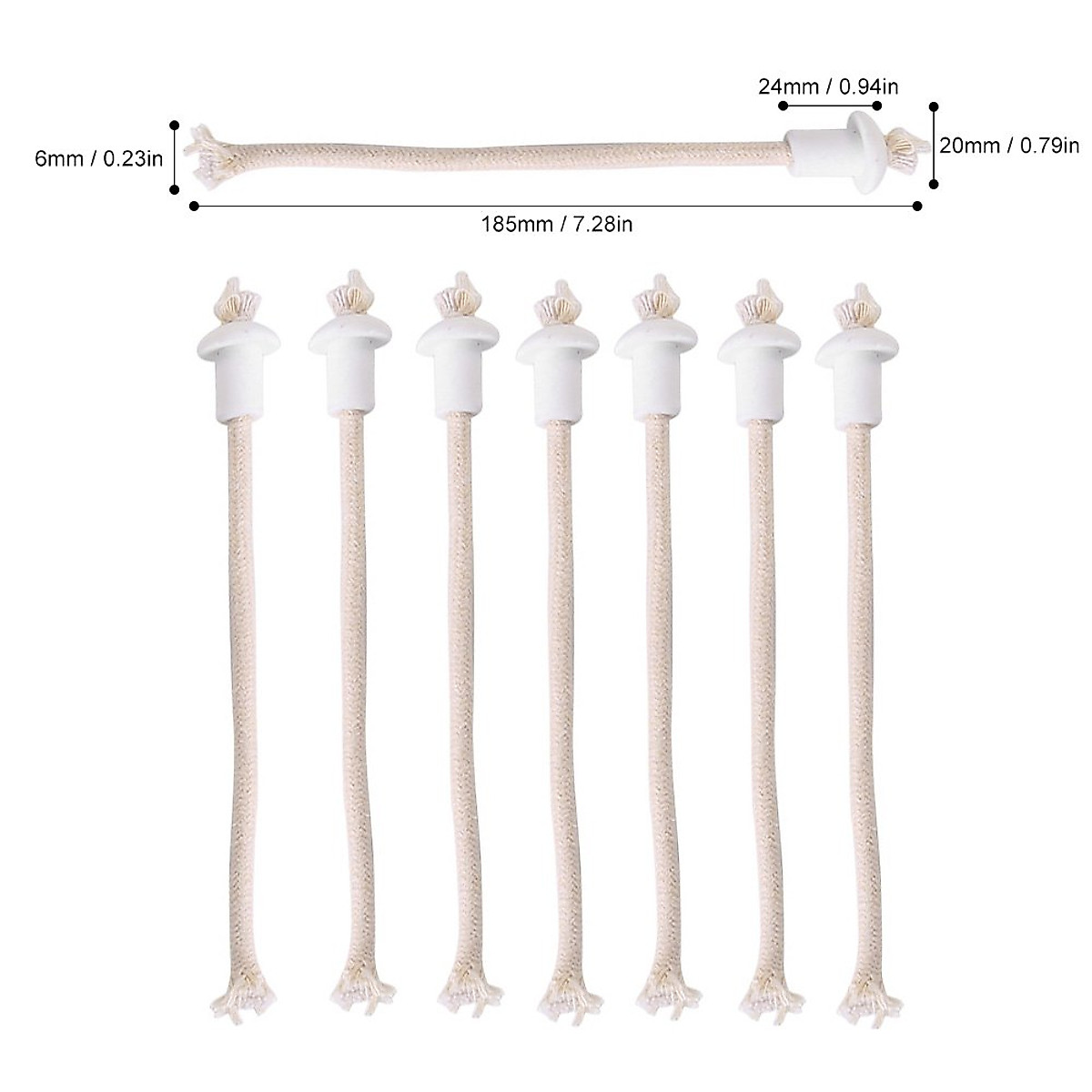 7 Pcs Oil Lamp Wick - Delaman Alcohol Lamp Wick Replacement Vintage Kerosene Lamp Wick Ceramic Lamp Accessories Oil Candle Lamp for Ceramic Heat,Experimentation and Lighting 7.2in
