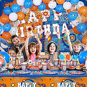 Dart Battle Birthday Party Decorations dart battle Party Supplies Include Gun Theme Backdrop,Dart Tablecloth Balloons Kit Cups Plates Napkins Tableware Set for Kids Birthday Party Supplies Party Favor