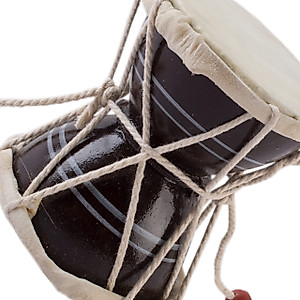 Handmade Wooden & Leather Classical Indian Folk Dumroo Damroo Damaru Hand Drum Set Percussion Decorative Collectible Showpiece World Musical Instruments (Brown)