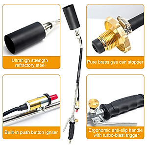 Weed Burner Torch For Propane Tank Kits,Snow Removal Flame Thrower With Push Button Igniter,Fire Starter Torch For Burning Weeds,Overgrown Paths,Melt Ice,Roofing,Asphalt