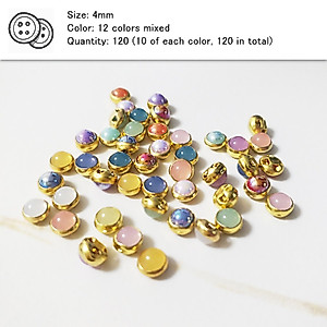 Wiosny 120pcs Tiny Mini Doll Pearl Buttons Size 4mm(5/32") Doll Clothing Accessories DIY Supplies (4mm(5/32"), 12 Colors Mixed)