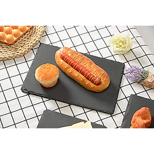 KEVLANG 3 pack-12"x 8" Slate Cheese Boards with Natural Cut Edges. Perfect Slate Serving Tray for Cheese,Cupcakes,Fruits,Snacks,Biscuits,Steak,Bacon,Sushi
