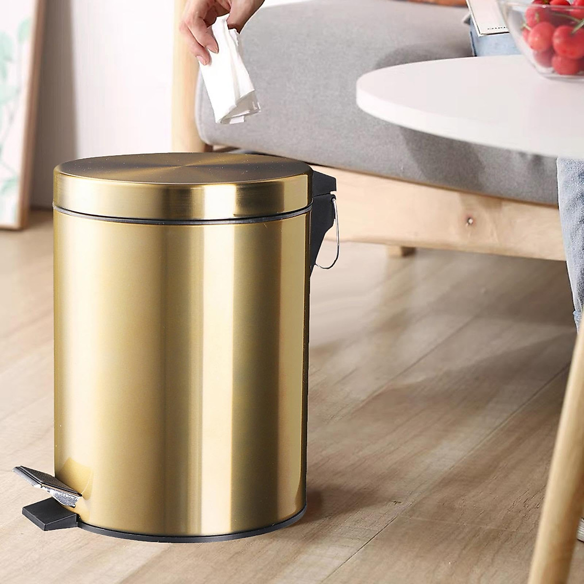 DimyFew Pedal Bin Step Trash Can Slient with Lid and Step Foot Pedal, Slim, Garbage Bin Trash Bin for Home Office Bedroom Living Room