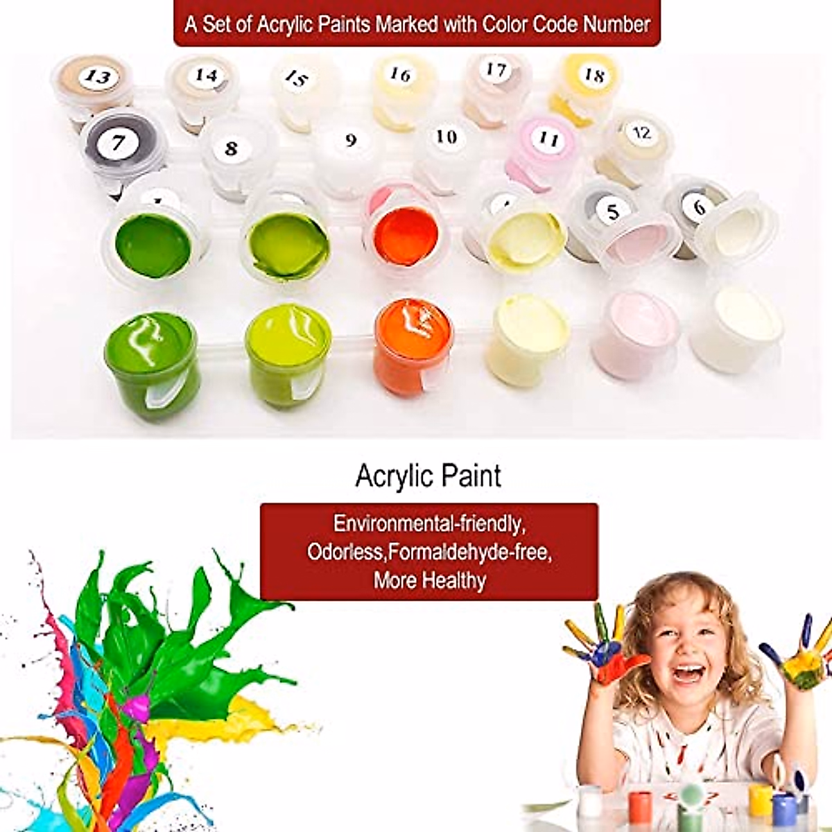 LMAZG Paint by Numbers for Kids Ages 8-12，4 Pack Paint by Number Kit for Kids Beginners，Children's Easy Acrylic Watercolor Paint Arts，DIY Paint by Numbers for Kids Ages 4-8-12(8x8inch)