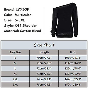 LYXIOF Womens Off Shoulder Sweatshirt Slouchy Long Sleeve Shirts Pullover Tops Black L