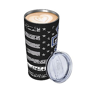 VKKOEWL Thin White Line EMS EMT Paramedic American Flag Stainless Steel Insulated Tumbler 20 Oz Travel Water Bottle Coffee Mug Drink Cup With Lid Straw