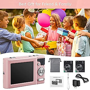 48MP Mini Kids Digital Camera for Girls,Teens,Beginners 4K 16X Zoom Compact Digital Video Camera Small Children's Camera for Photo Camera with Macro-Altruewit (Pink)