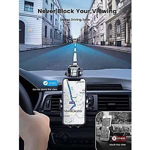 YFYYF Phone Mount for Car Phone Holder Mount for Dashboard Windshield Vent, Military Grade Suction & Metal Hook, Handsfree Stand Cell Phone Holder Car Accessories for iPhone, All iOS & Android Phone