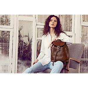 Time Resistance Leather Backpack Full Grain Real Leather Small Rucksack