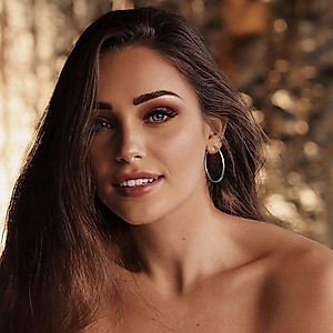 Gacimy Sterling Silver Hoop Earrings for Women, 14K White Gold Plated Hoops with 925 Sterling Silver Post, White Gold 40mm Medium Earrings for Women