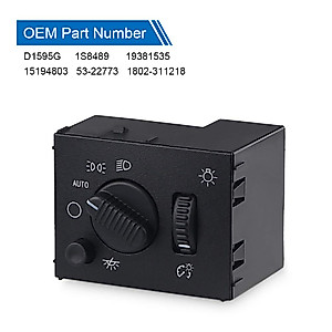 WMPHE Compatible with Headlight Switch Chevy Silverado GMC Sierra 2003-2007 Suburban Avalanche Yukon Tahoe Cadillac Escalade Headlamp Dimmer Switch Replace OE # 19381535 D1595G 15194803